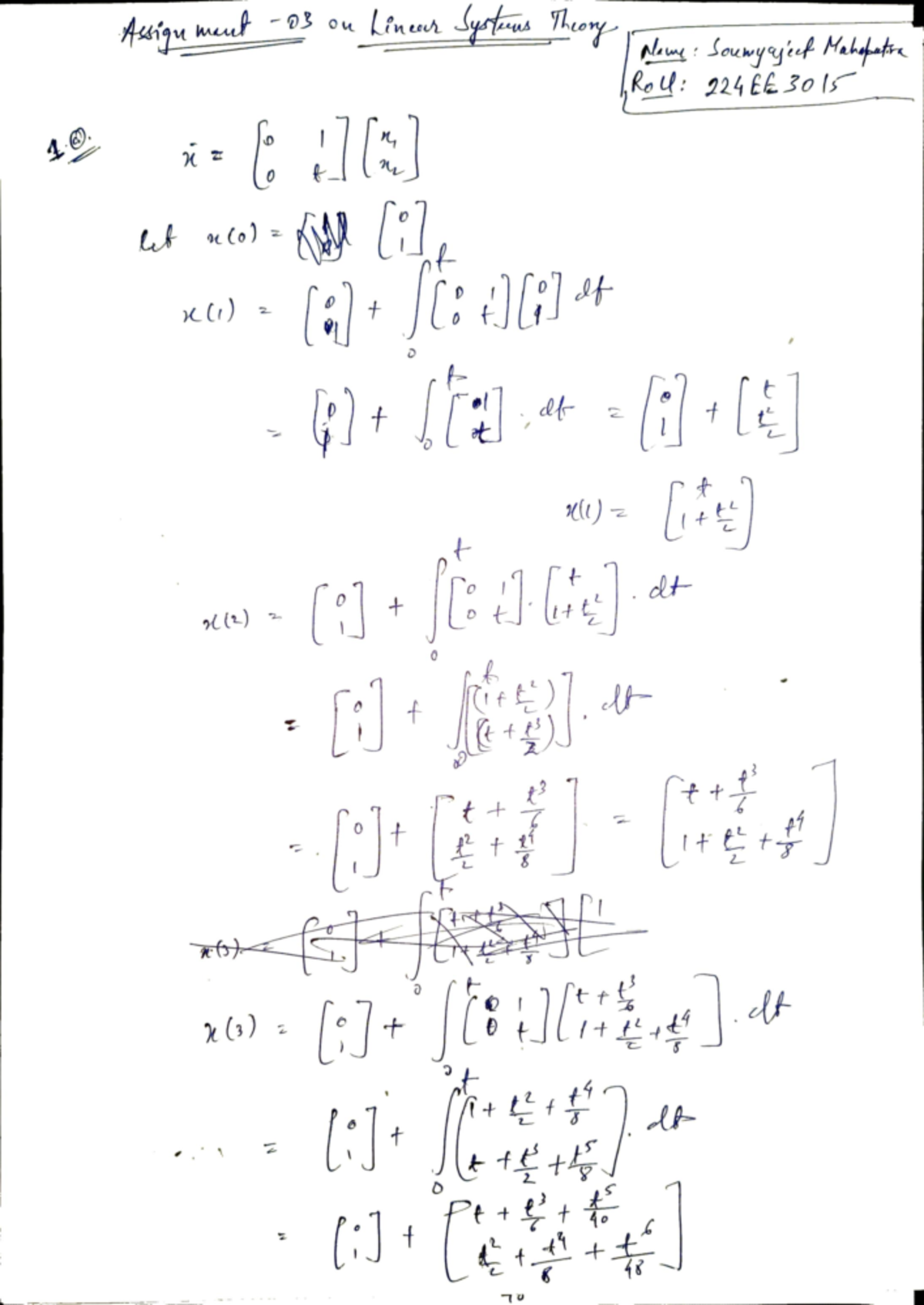 LST Assignment 03 - Assignment 03 on Linear Systems Theory Name: Soumyaject Mahapatra Roll ...