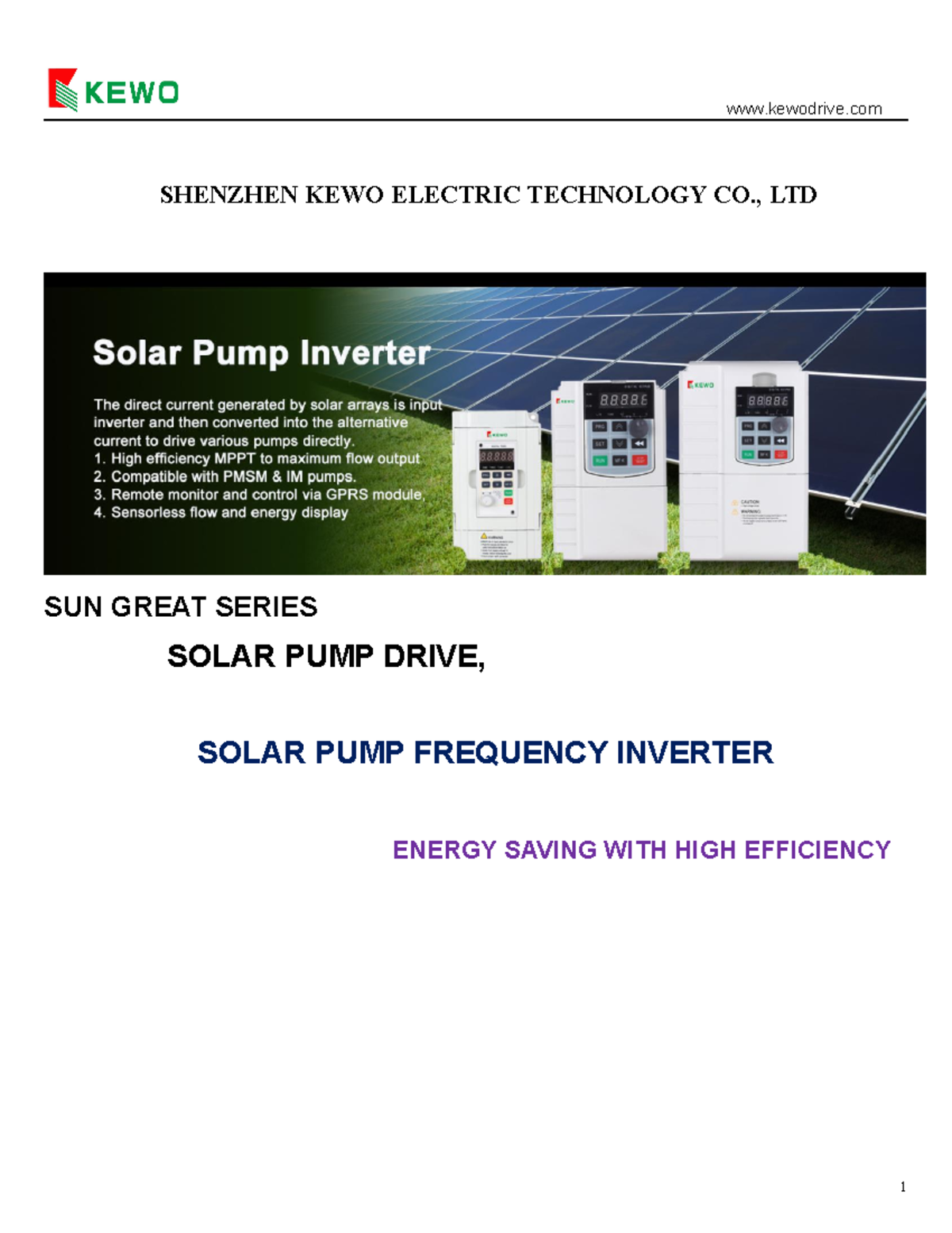 SG320 Solar Pump Drive Inverter Catalog: Features & Specifications ...