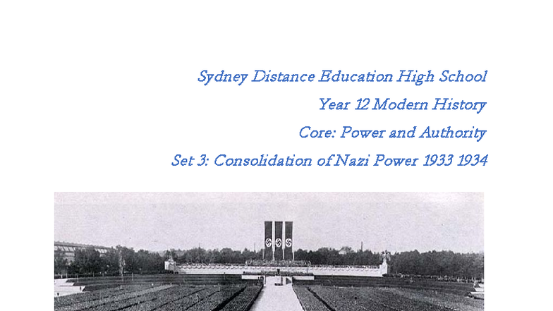 Yr 12 Modern History: Set 3 - Consolidation of Nazi Power (1933-1934 ...