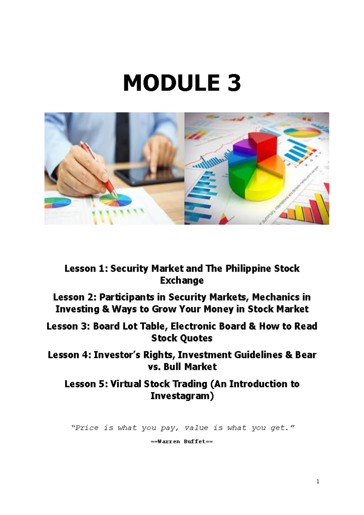 FIN 103 Module 3 WEEK 4 14 Lesson 5 week 10 14 1 - MODULE 3 Lesson 1 ...