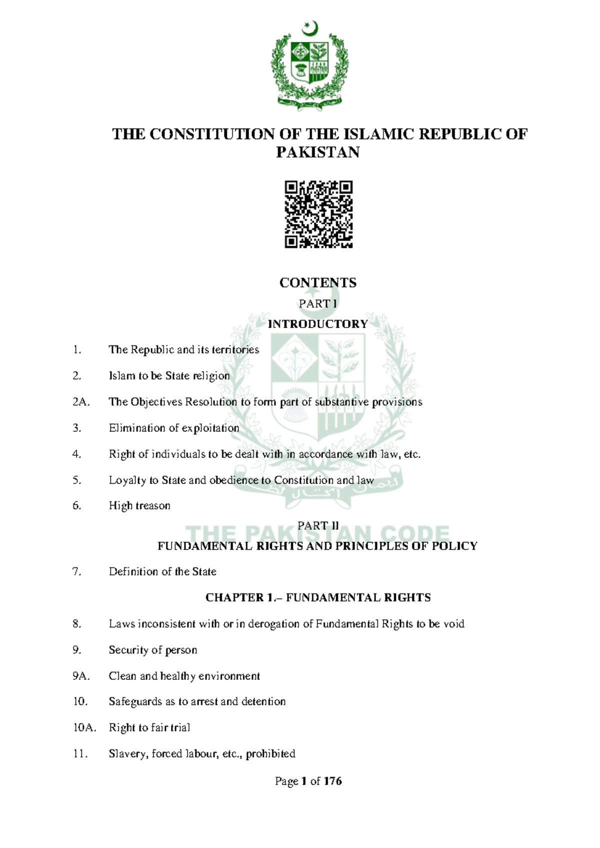Constitution of the Islamic Republic of Pakistan (1973) - Full Text ...