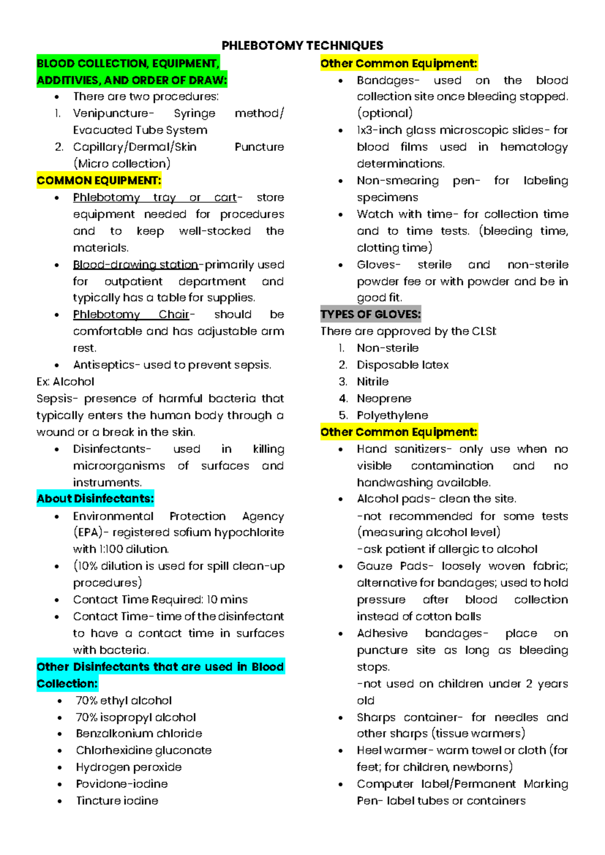 Phlebotomy Techniques: Blood Collection, Equipment & Order of Draw ...