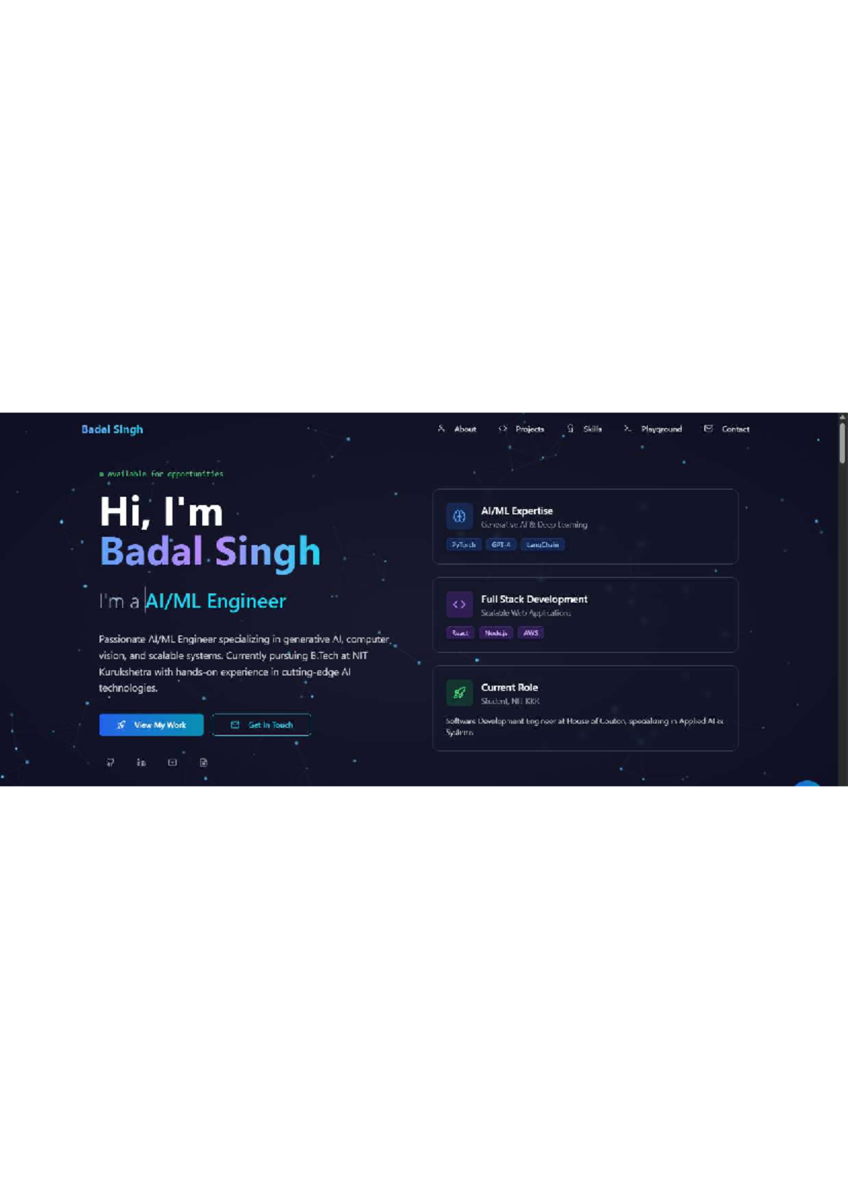 B.Tech Resume & Portfolio of Badal Singh - AI & Full Stack Dev - Studocu