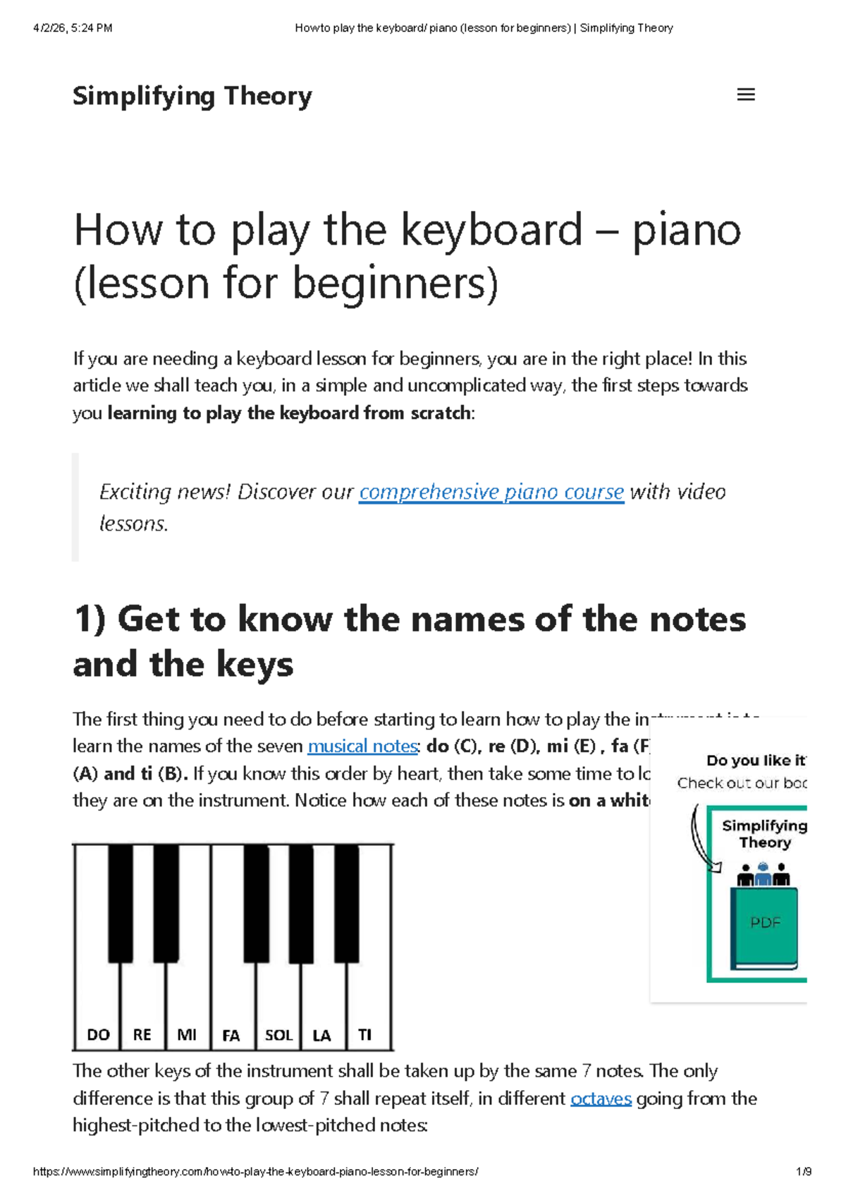 How to Play the Keyboard Piano: Beginner's Lesson Guide - Studocu