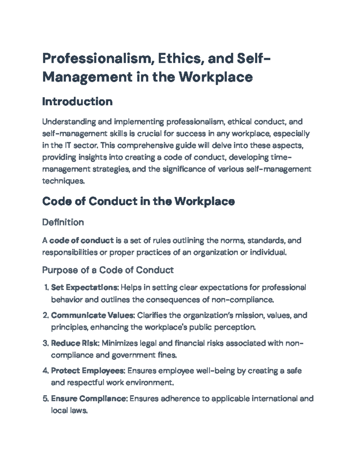 Professionalism, Ethics & Self-Management in IT: Success Strategies ...