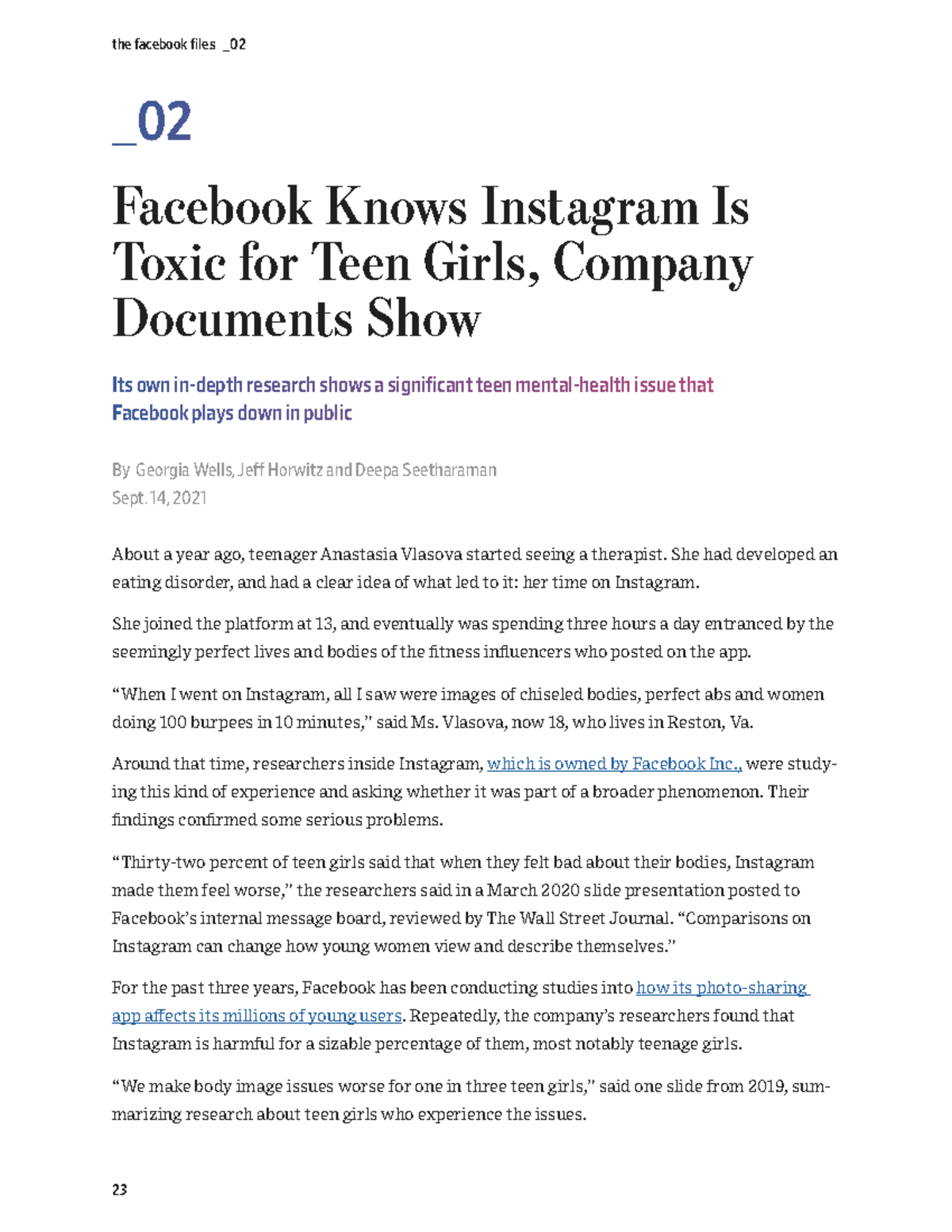 Internal Analysis of Instagram’s Harmful Effects on Teen Mental Health ...