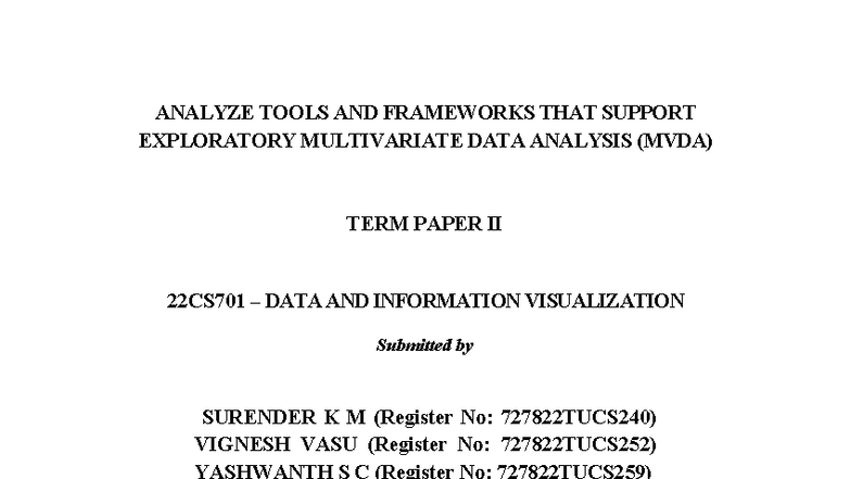 Exploratory Multivariate Data Analysis Tools: A Comparative Study ...