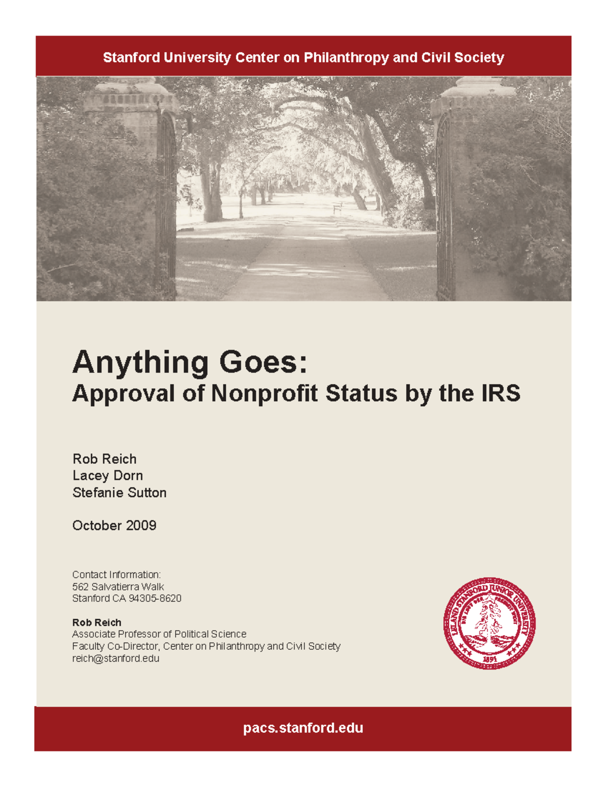 Anything Goes: Nonprofit Status Approval Analysis (PACS 11 09) - Studocu