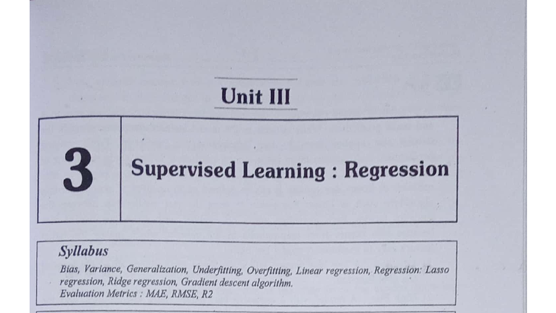 Supervised Learning: Regression & Evaluation Metrics (ML 3) - Studocu