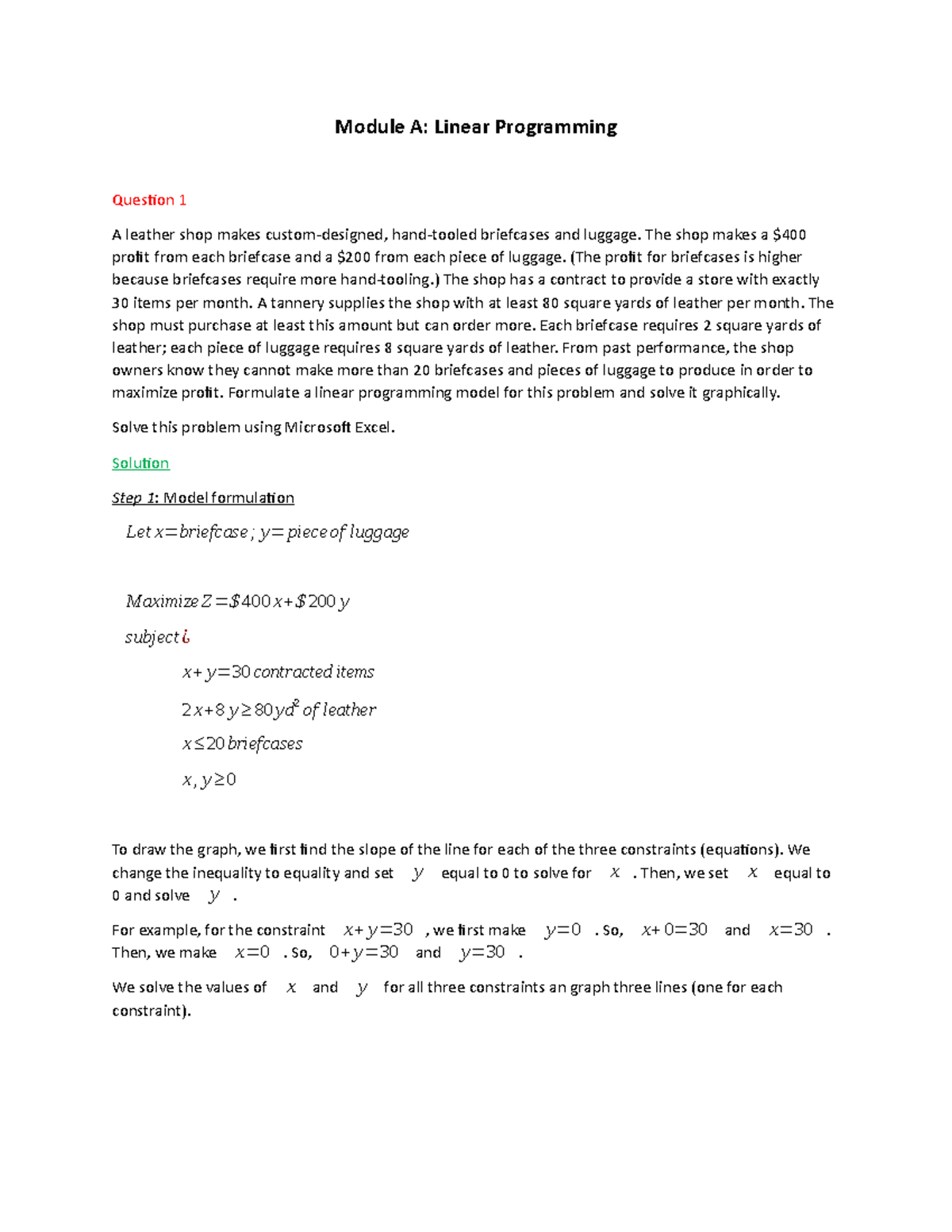 Final Exam Practice 2: Linear Programming Concepts and Solutions - Studocu
