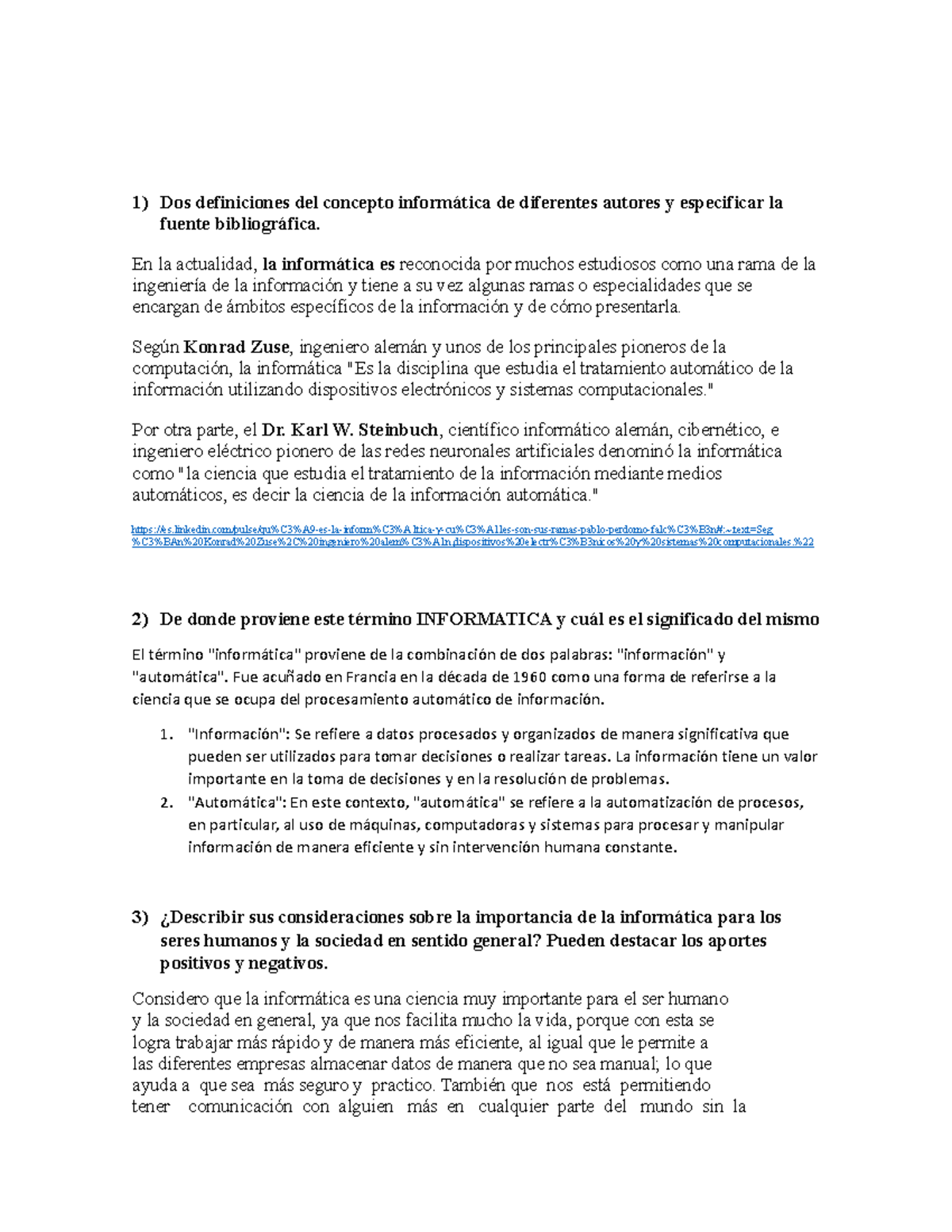 Actividad 1.2 Tarea de Reflexión sobre Importancia de la Informática ...