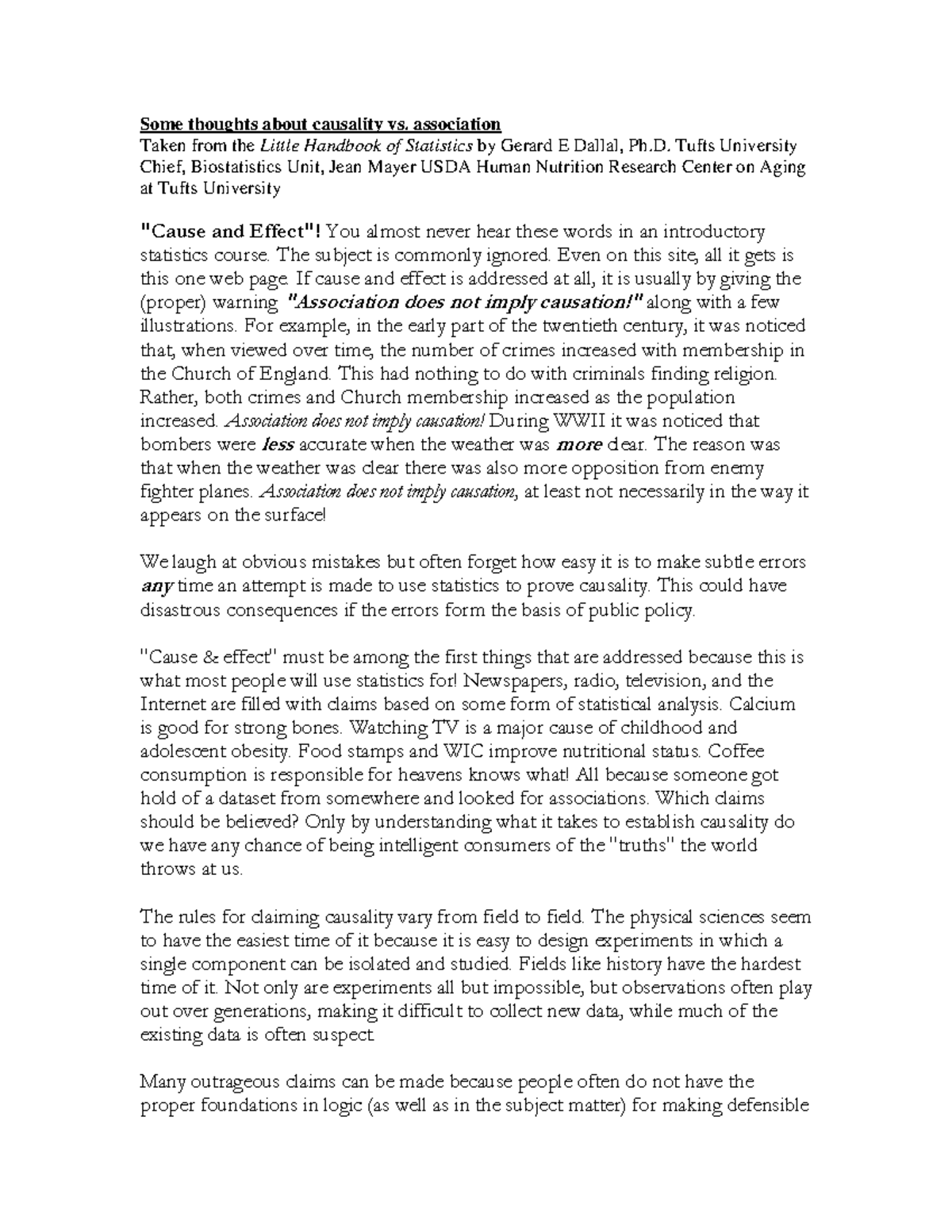 Causality vs. Association: Key Insights from Statistics (STAT101) - Studocu