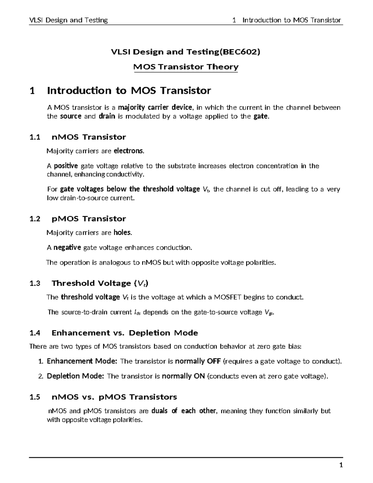 Module 2 - MOS Transistor Theory Overview (BEC602) - Studocu