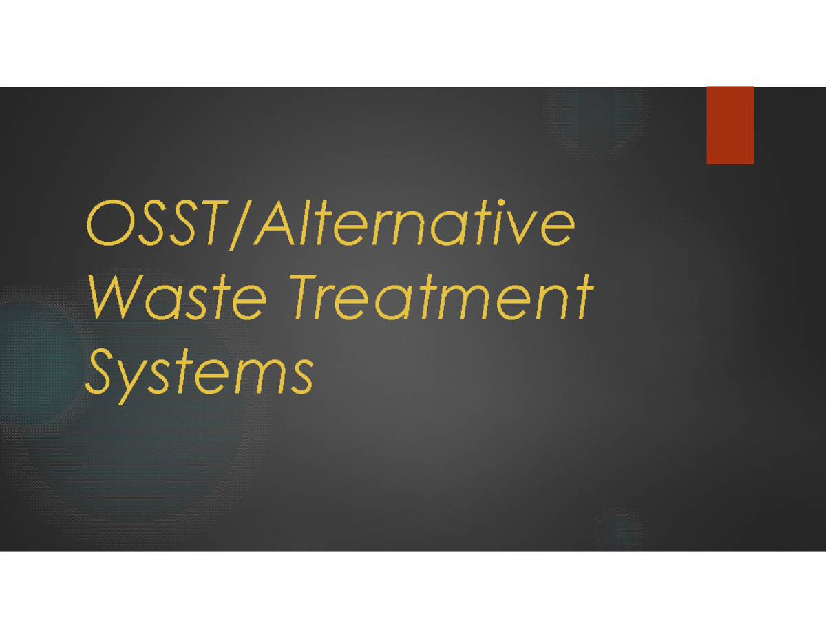 OSST Waste Treatment: Comprehensive Guide to Alternative Systems - Studocu
