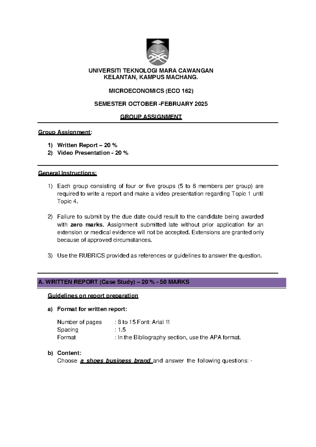 ECO162 Group Assignment: Microeconomics Report & Video Presentation ...