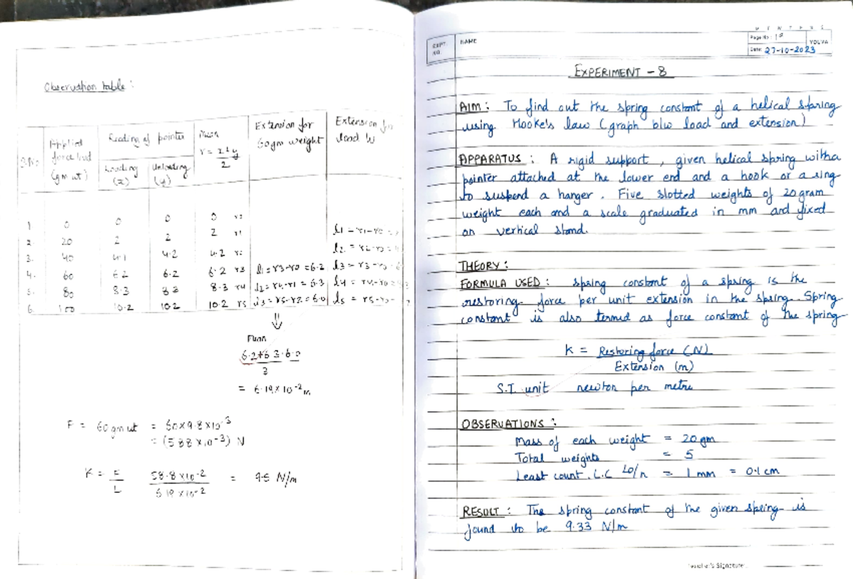 Hooke's Law: Sonometer Experiment for Class 11 Physics - Studocu