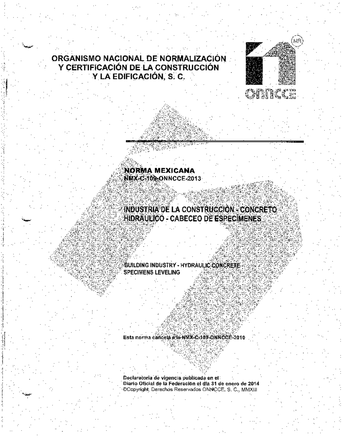 NMX-C-109-2013 Norma para Cabeceo de Especímenes de Concreto - Studocu