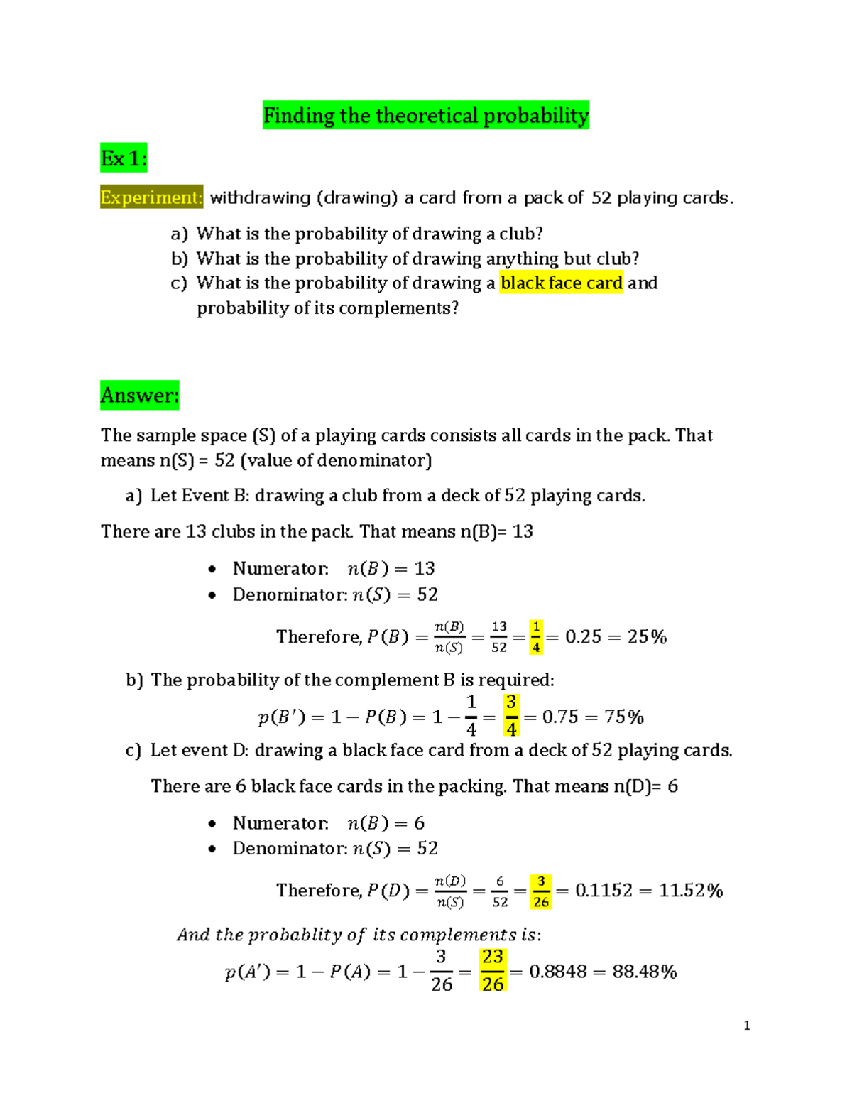 MDM4U Lesson 1.3 - Finding the theoretical probability Ex 1 ...