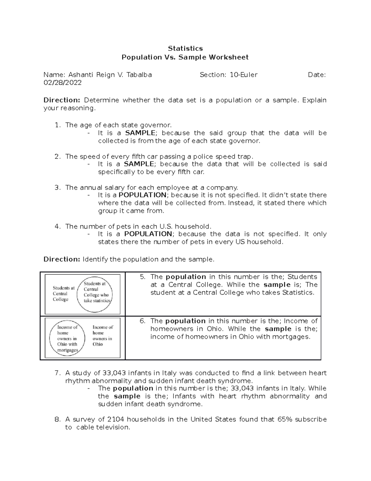 Research - Activity 1 - Population vs. Sample - Statistics Population ...