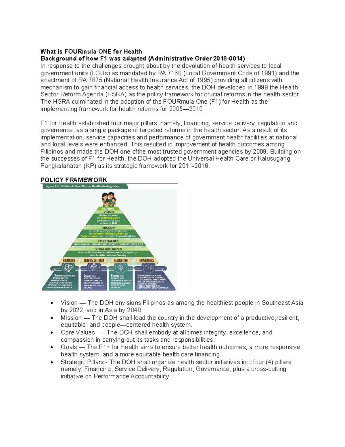 FOURmula ONE for Health: Lecture Notes on Health Reforms - Studocu