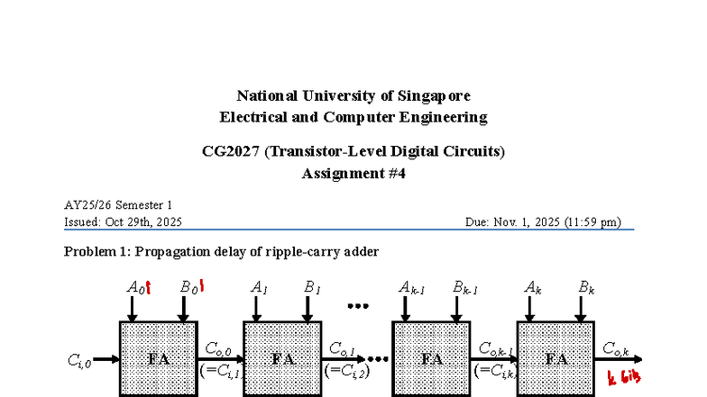 CG2027 Digital Circuits Assignment 4: Delay Analysis and Comparisons ...