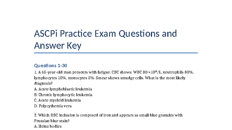 ASCPi Practice Exam Questions & Answer Key - Studocu