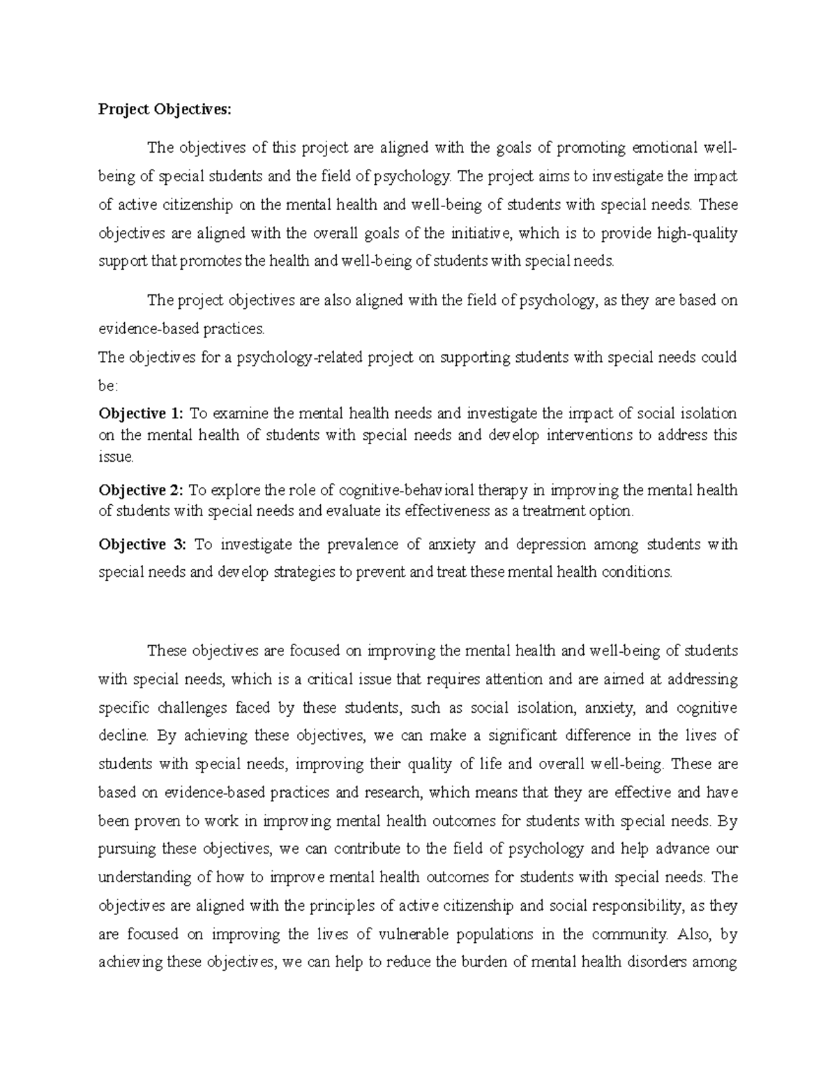 PSY612 Project on Active Citizenship & Mental Health for Special Needs ...
