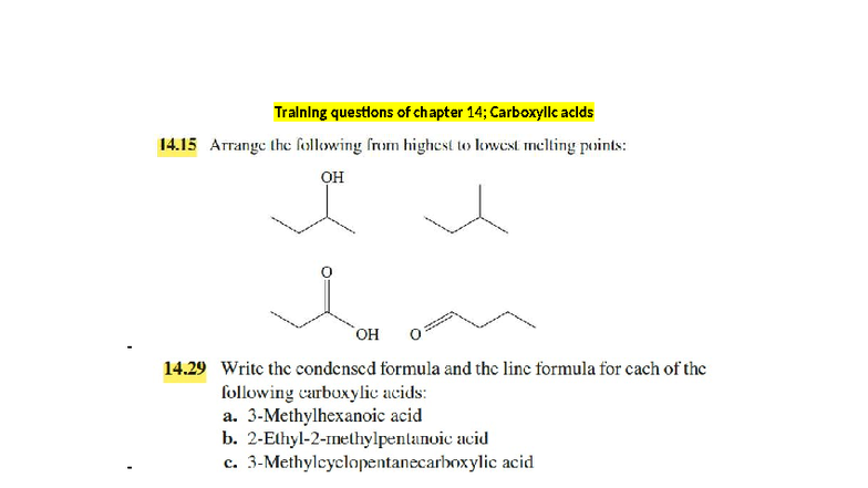 Assignment 3- Training questions of chapter 14 - Organic chemistry for ...
