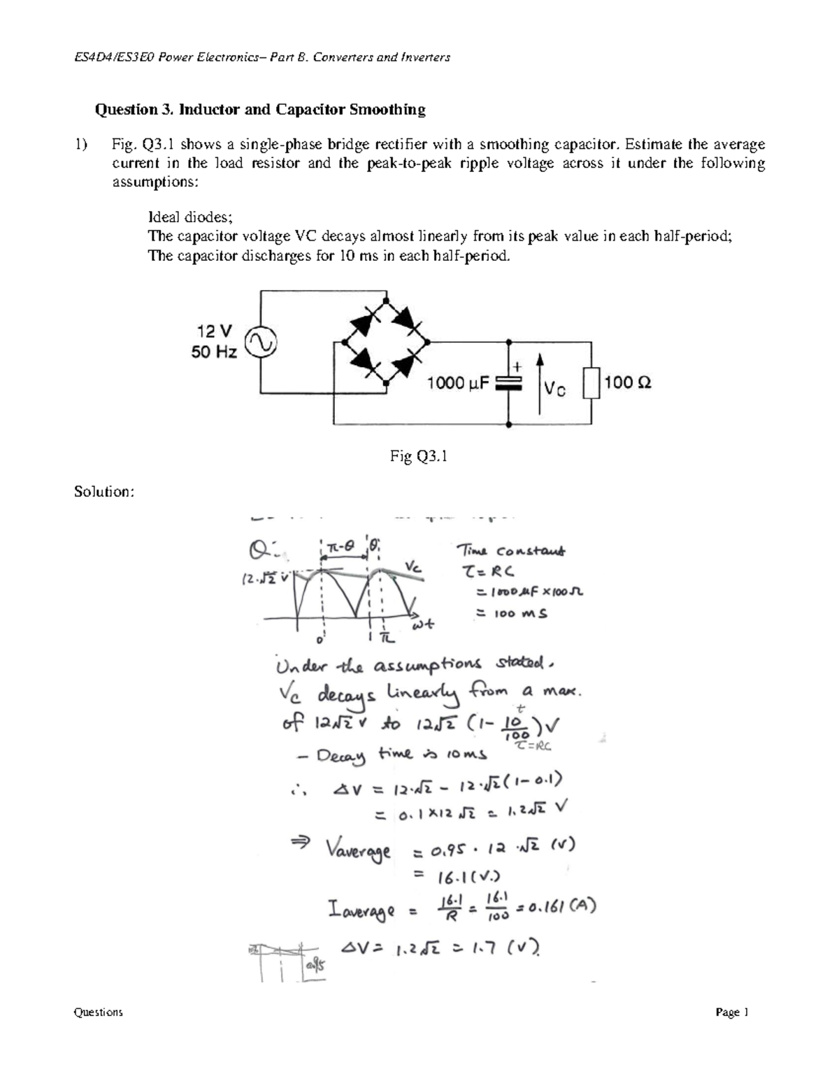 Power Part B: Converters & Inverters - Q3 Inductor & Capacitor ...