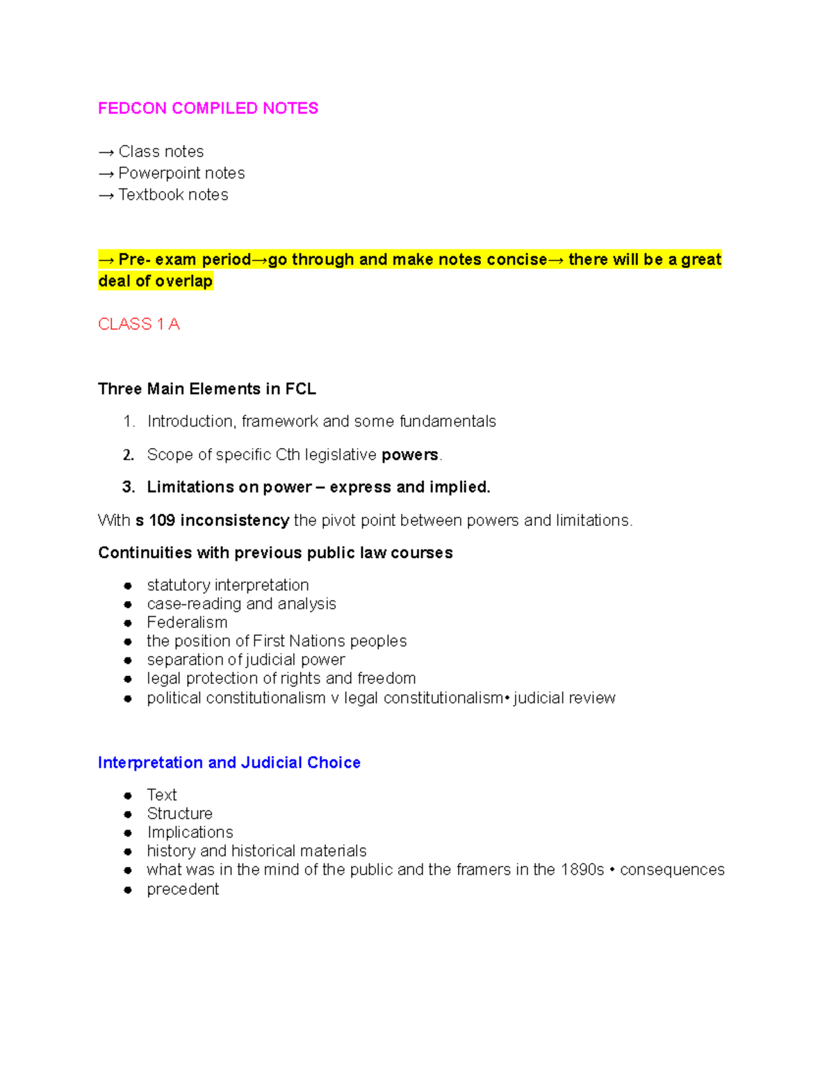 Fedcon Compiled Notes - FEDCON COMPILED NOTES → Class notes → ...