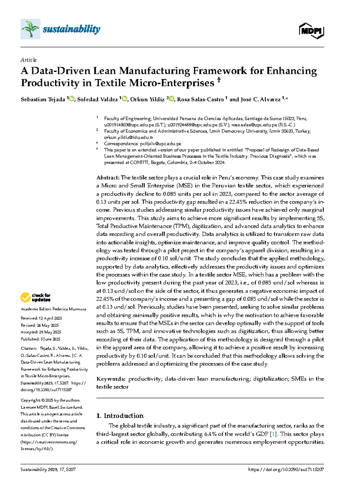 A Lean Manufacturing Framework for Enhancing Productivity in Textile ...