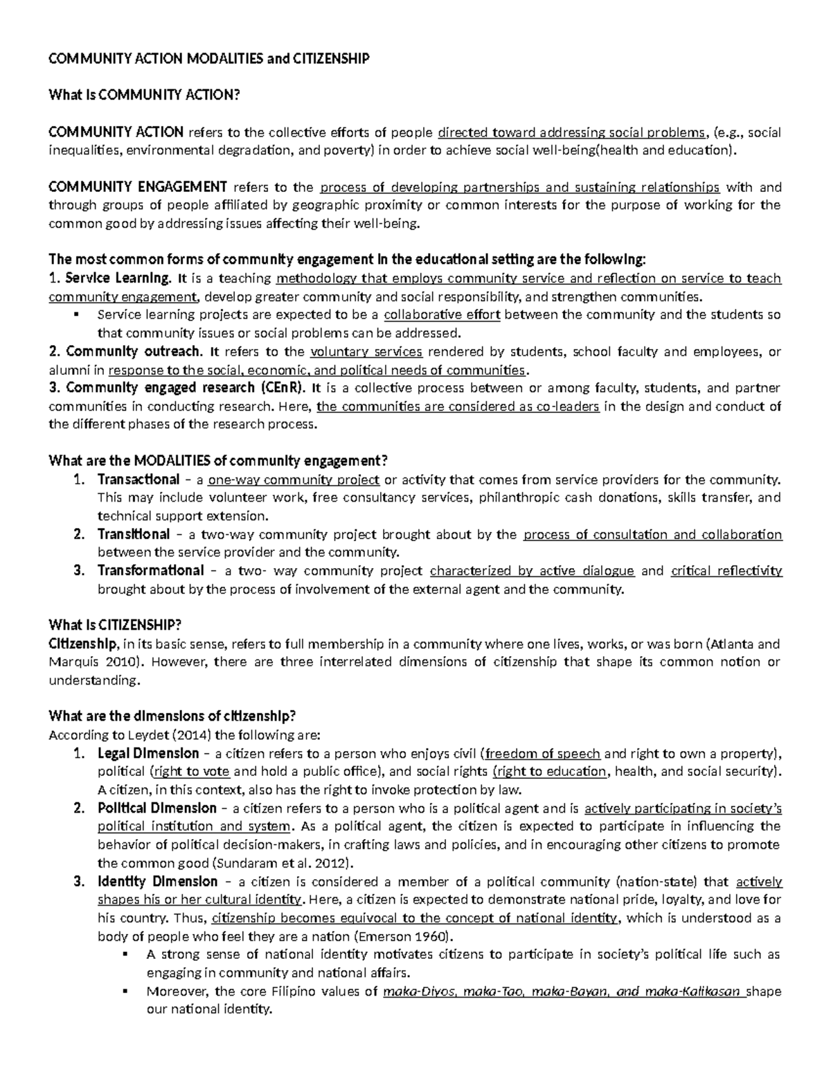 CESC Lesson 5 Community Action Modalities and Citizenship - COMMUNITY ...