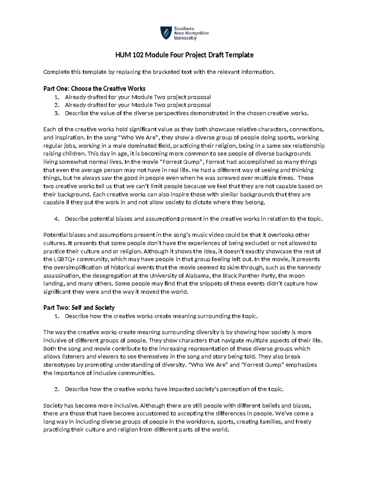 HUM 102 Module Four Project: Analyzing Diversity in Creative Works ...