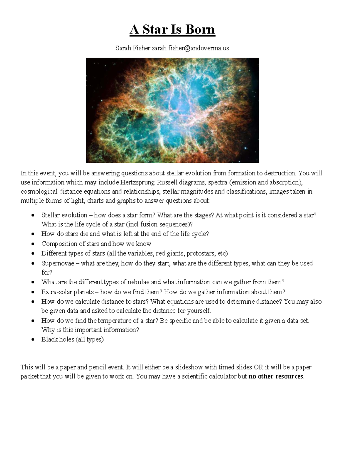 ASTR 101: Stellar Evolution and Life Cycle of Stars Event Guide - Studocu