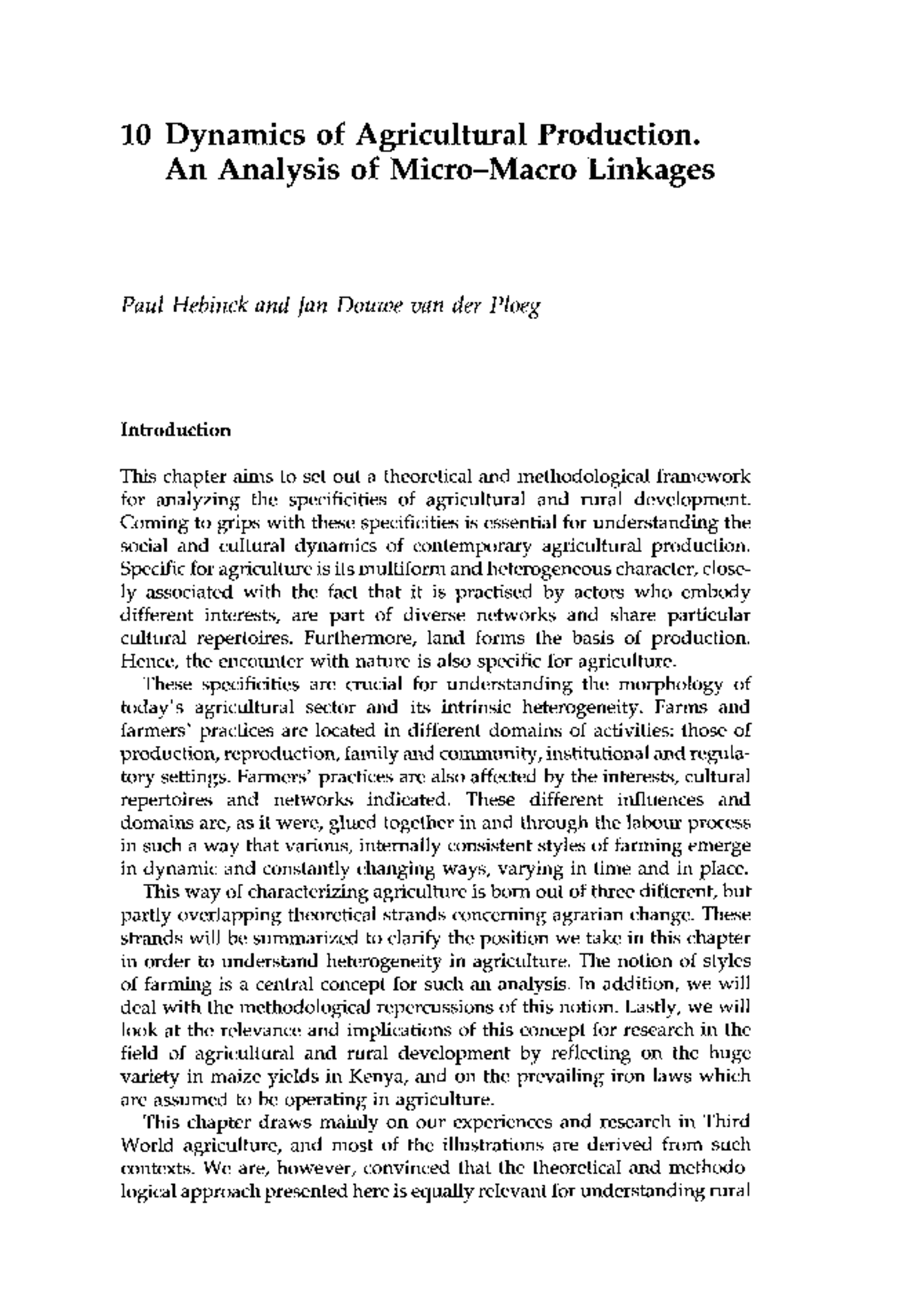 Dynamics of Agricultural Production: A Micro-Macro Analysis (359513 ...