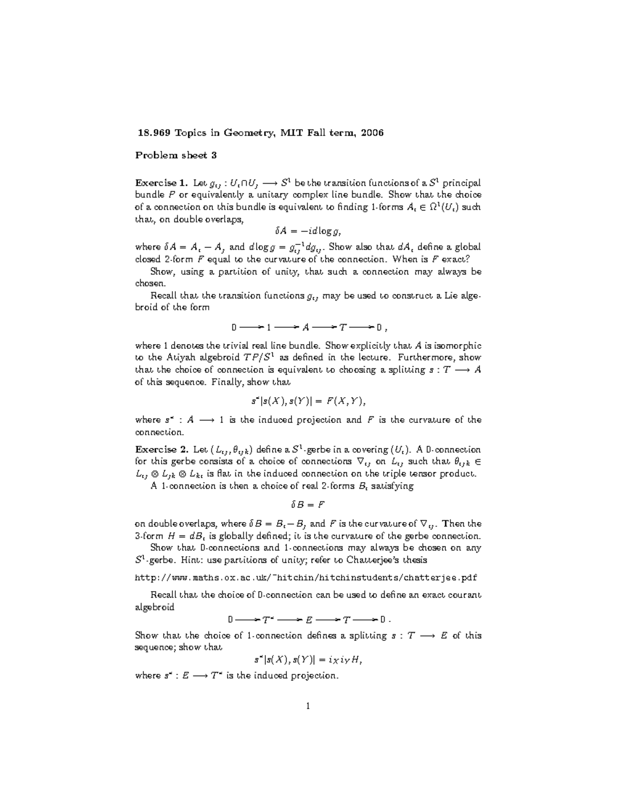 Problems 3 Solutions for 18.969 Topics in Geometry, MIT Fall 2006 - Studocu