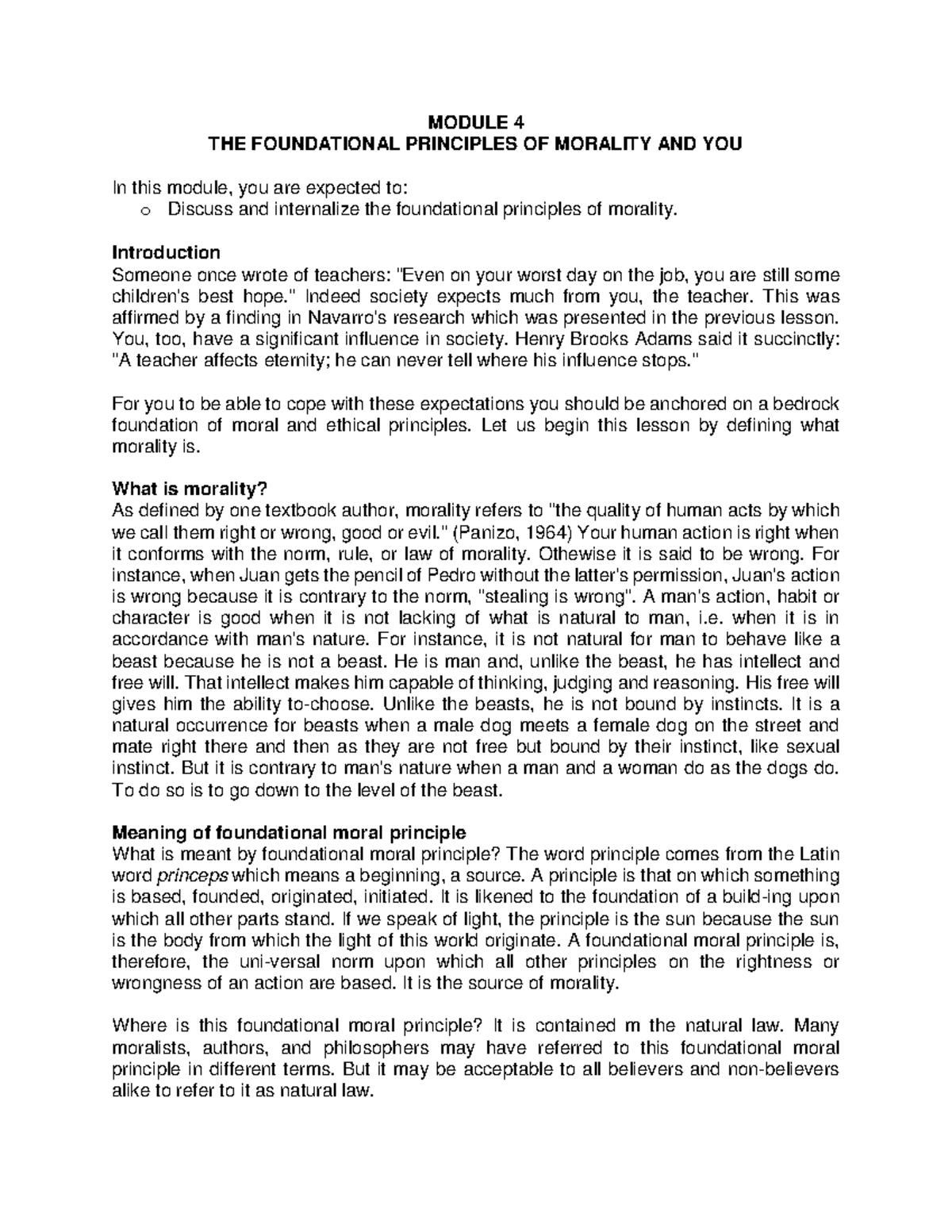 Module 4: Understanding Foundational Moral Principles in Education - Studocu