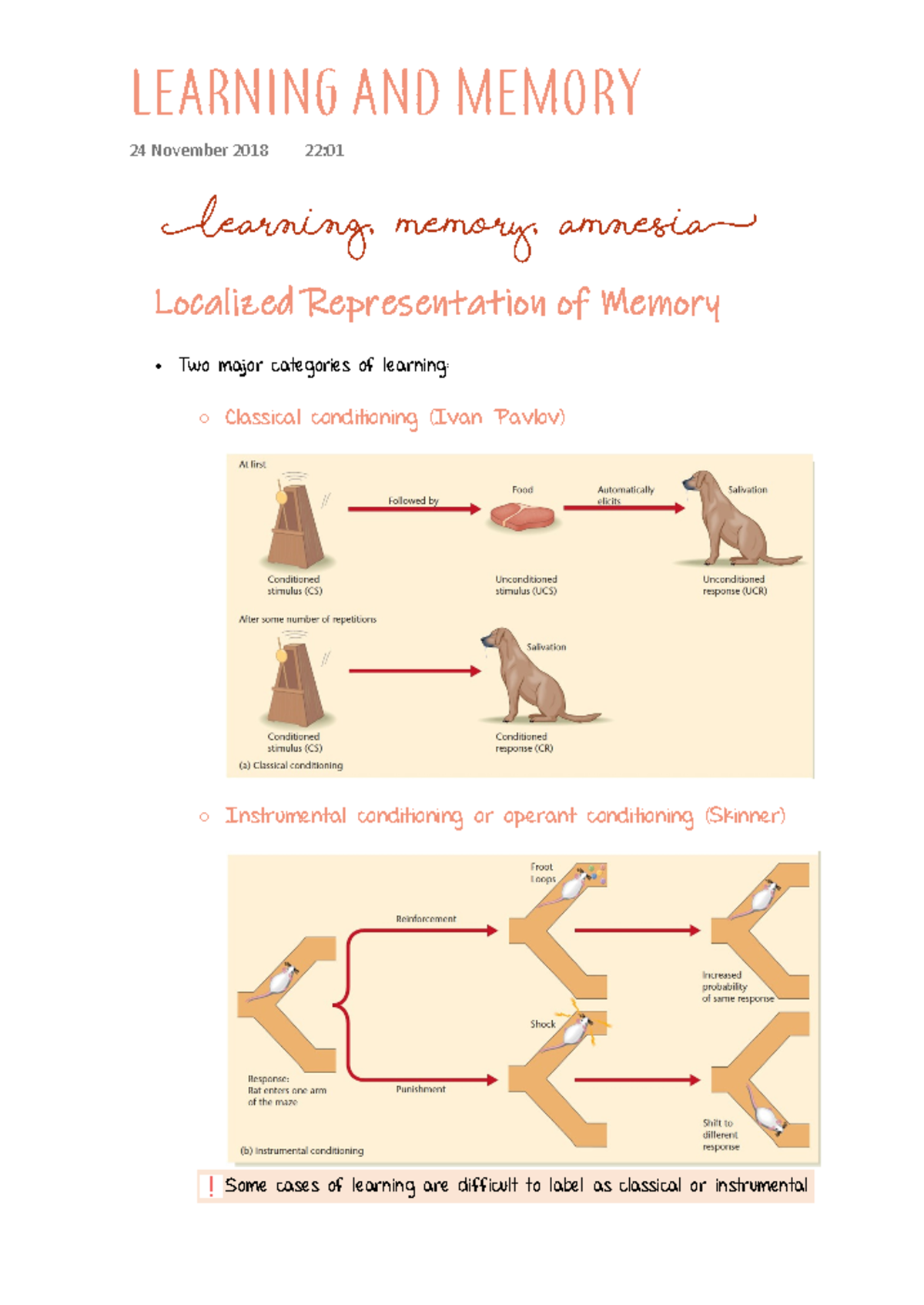 Biopsychology: Learning and Memory Notes (PSYC 201) - Studocu