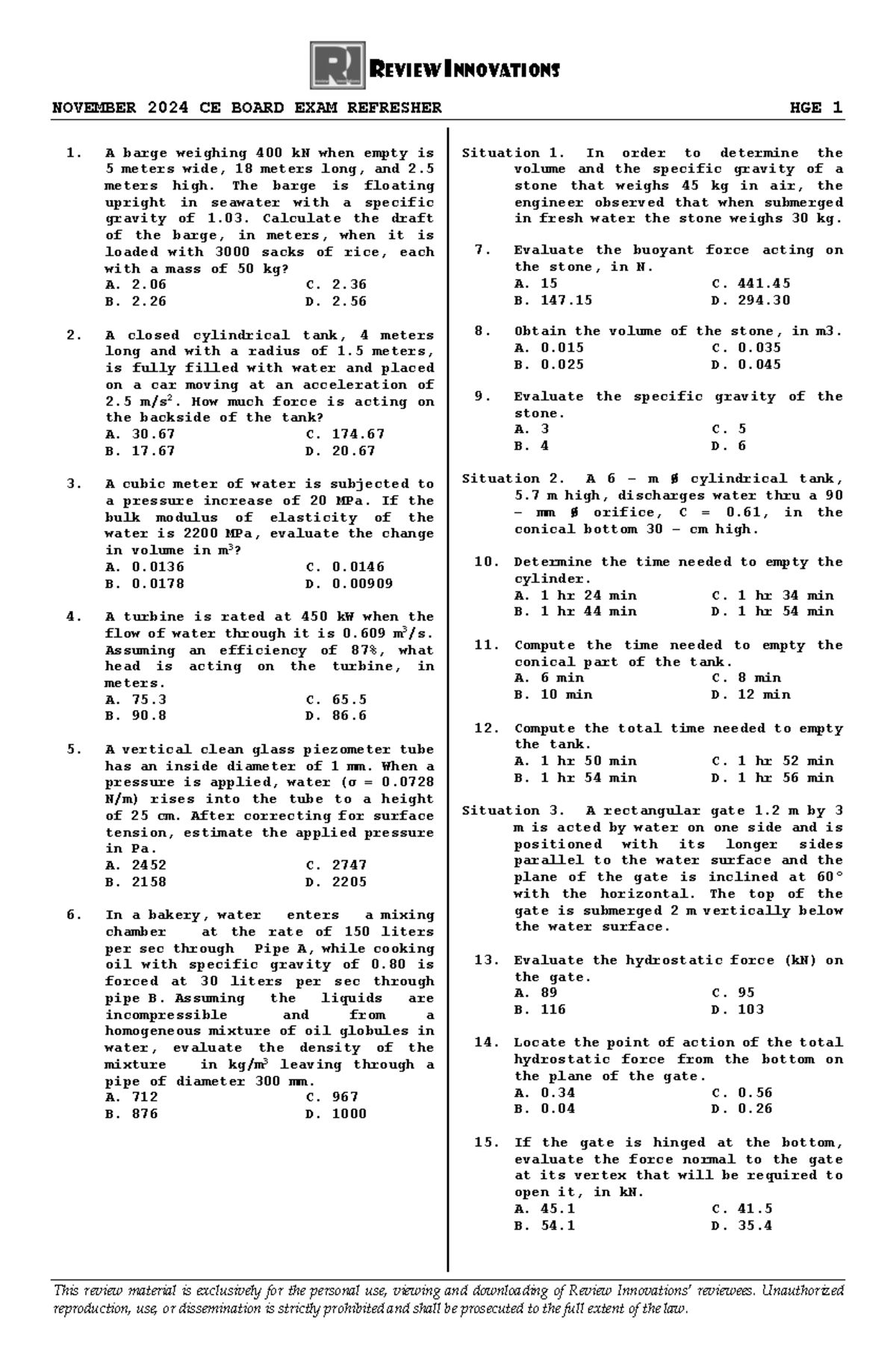 HGE 1 - November 2024 CE Board Exam Review Innovations - Studocu