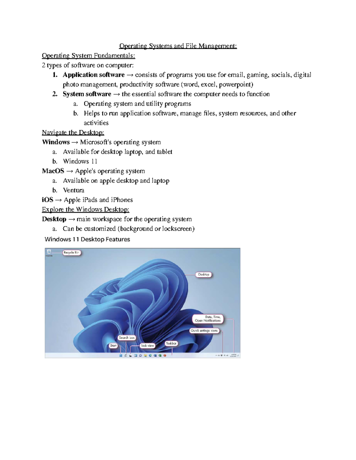 ICS Notes - Operating Systems: File Management & OS Fundamentals - Studocu