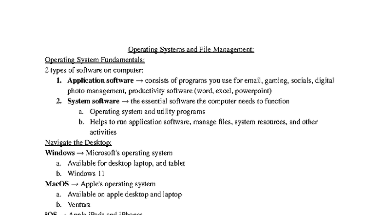 ICS Notes - Operating Systems: File Management & OS Fundamentals - Studocu