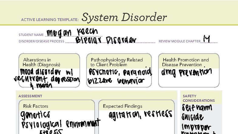 Bipolar Disorder Active Learning Template: Diagnosis & Care (14) - Studocu