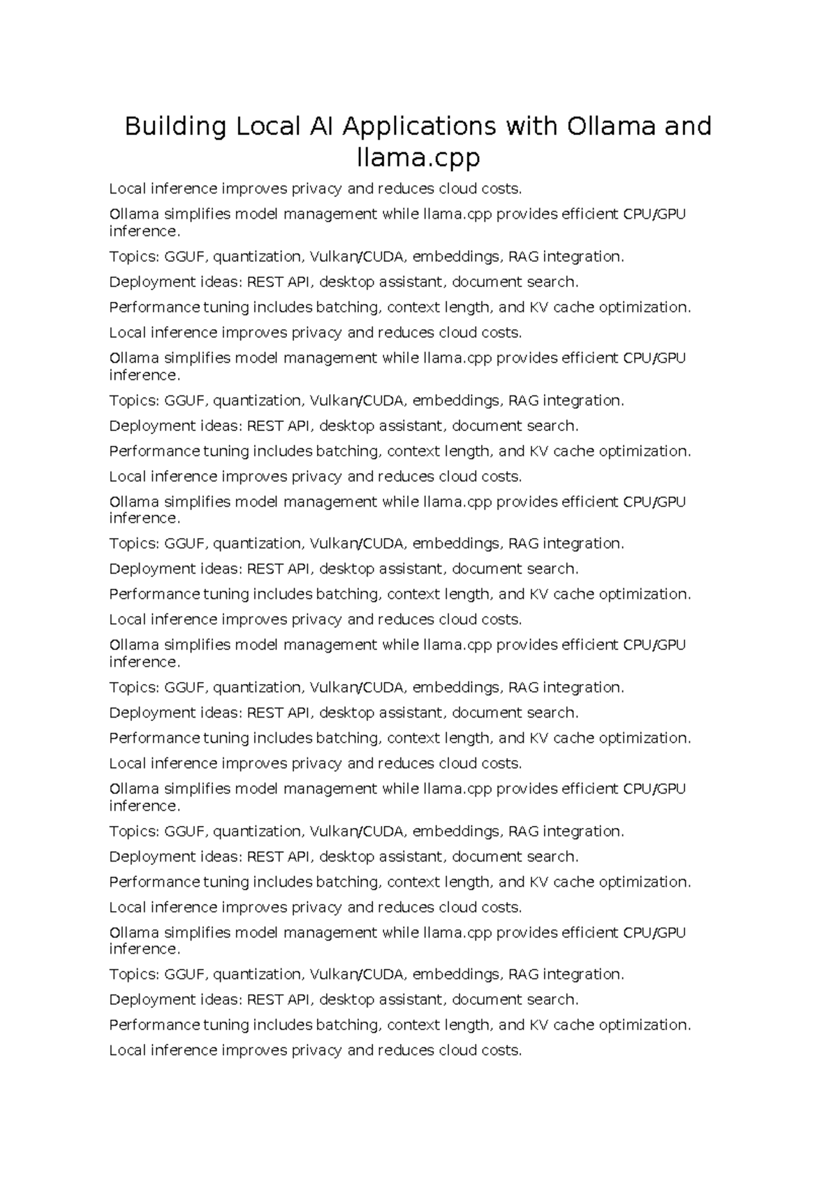 Building Local AI Apps: Ollama & llama.cpp Insights - Studocu