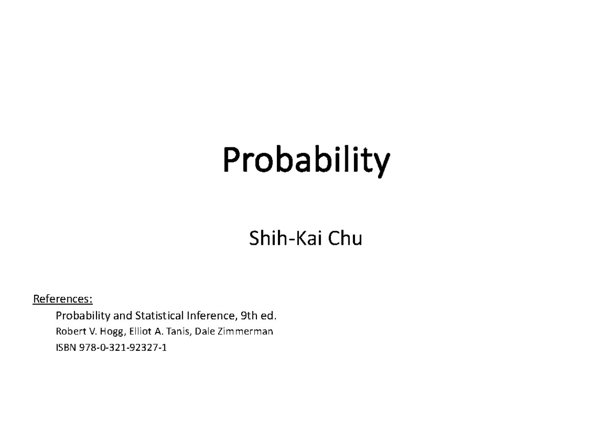 Probability and Statistical Inference: Week 1 Overview - Studocu