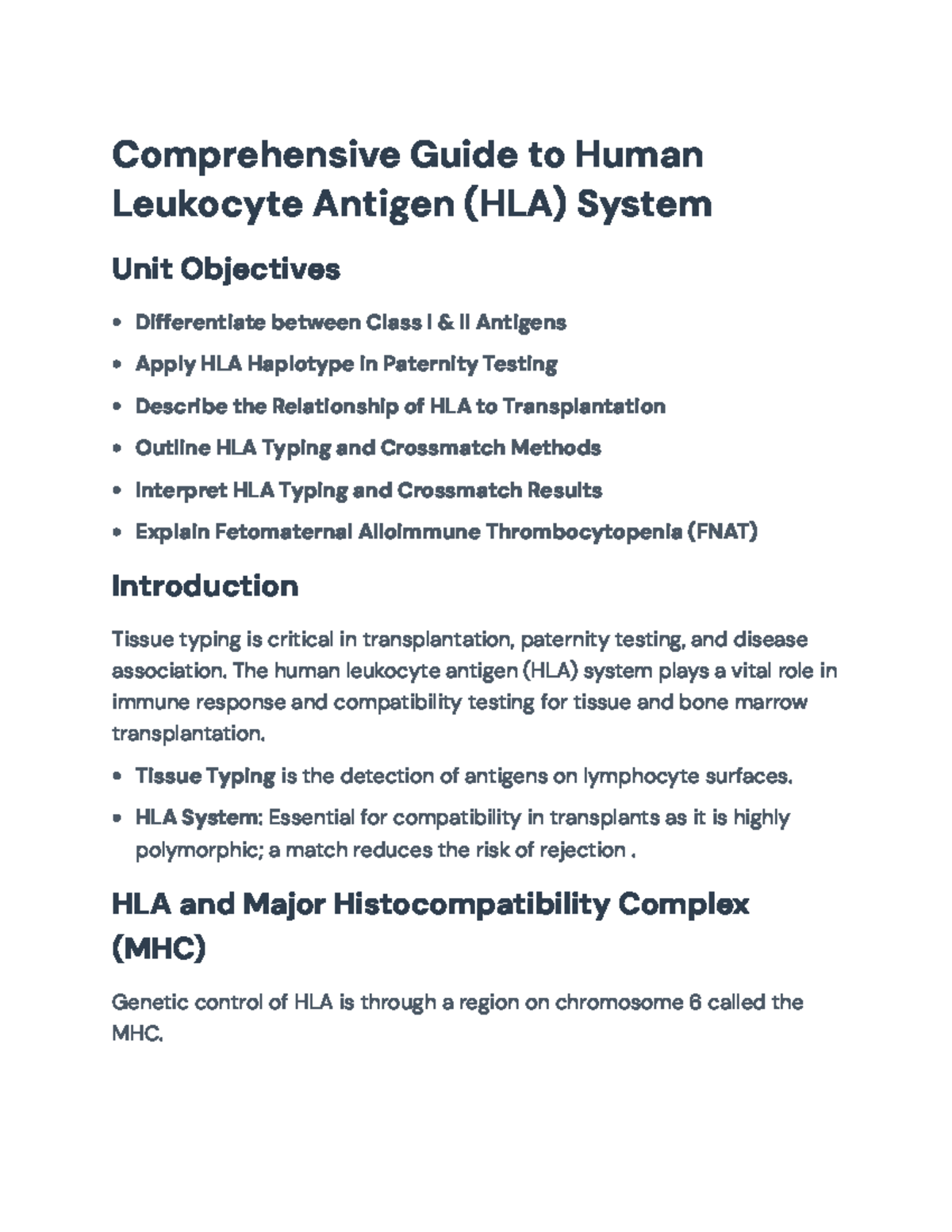 HLA System Overview: Antigens, Typing, and Clinical Applications ...