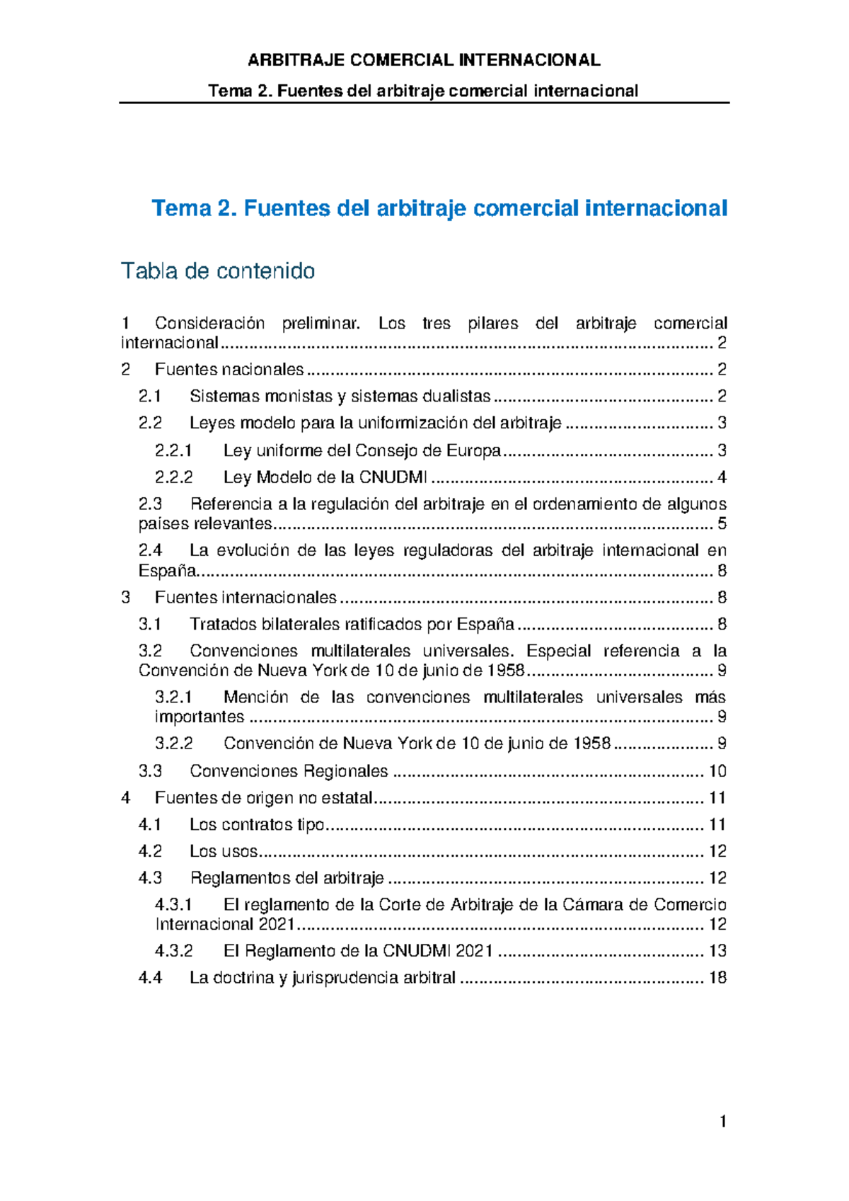 T 2: Fuentes del Arbitraje Comercial Internacional - Studocu