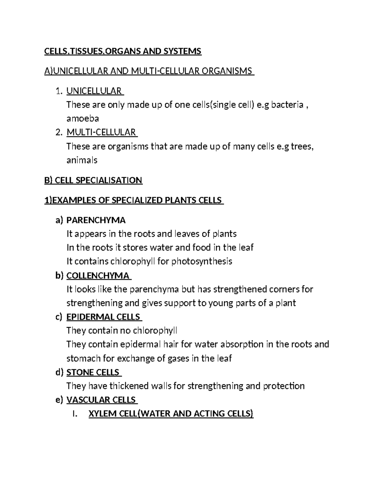 Biology 101: Cells, Tissues, Organs, and Systems Overview - CELLS ...
