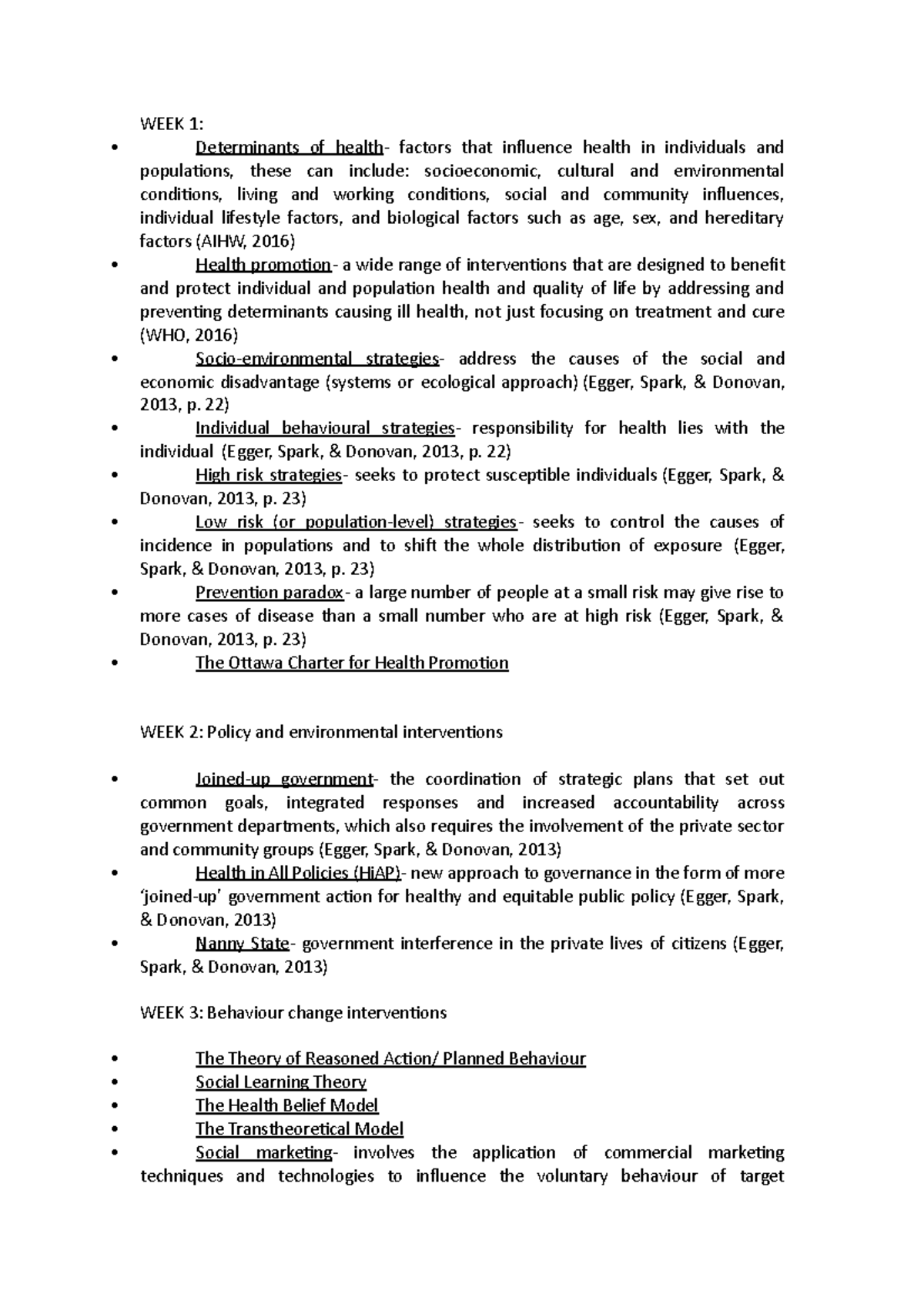 2214MED Key concepts of Lectures - WEEK 1: Determinants of factors that ...