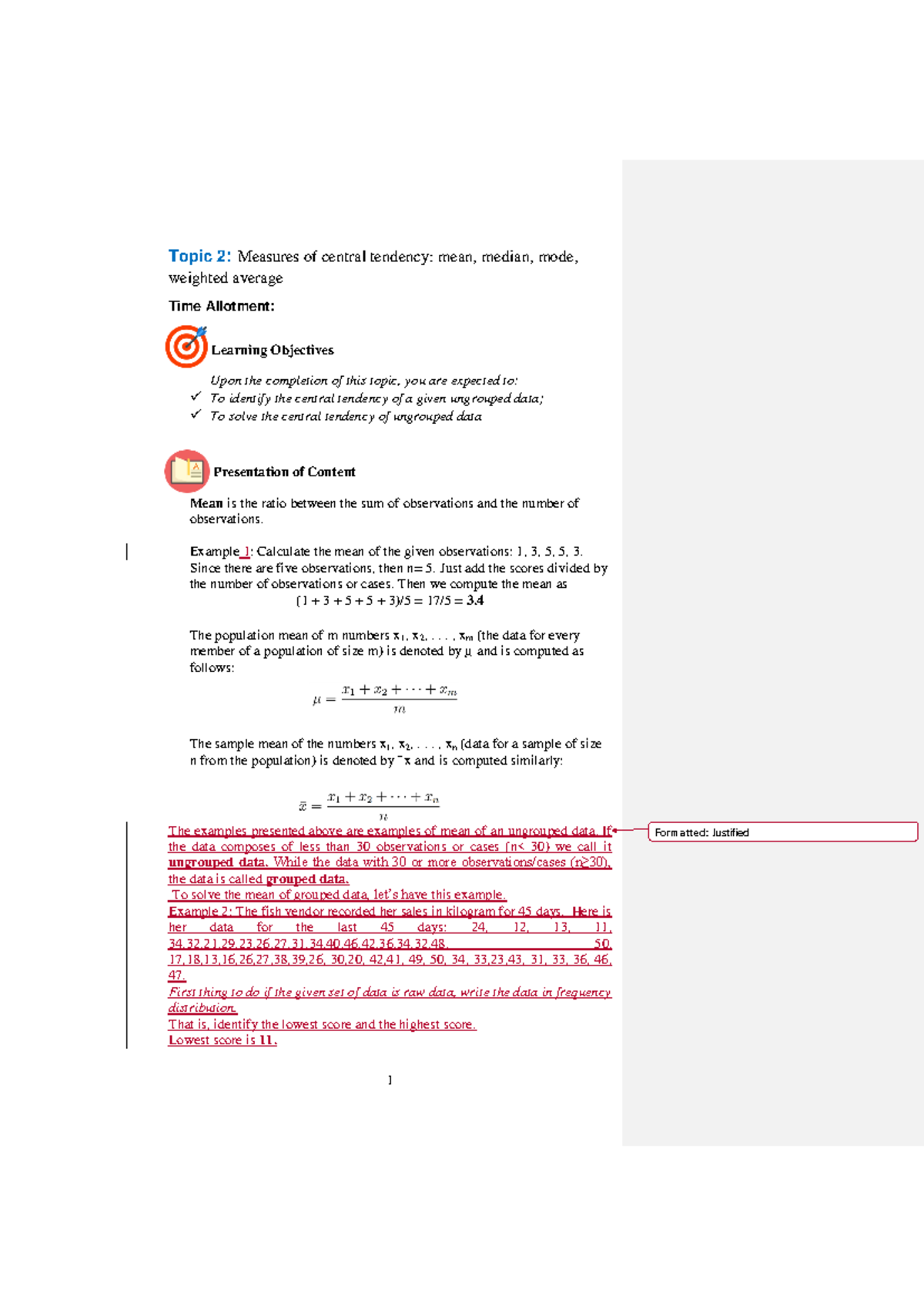 Topic 3: Measures of Central Tendency in Statistics (Stat 101) - Studocu