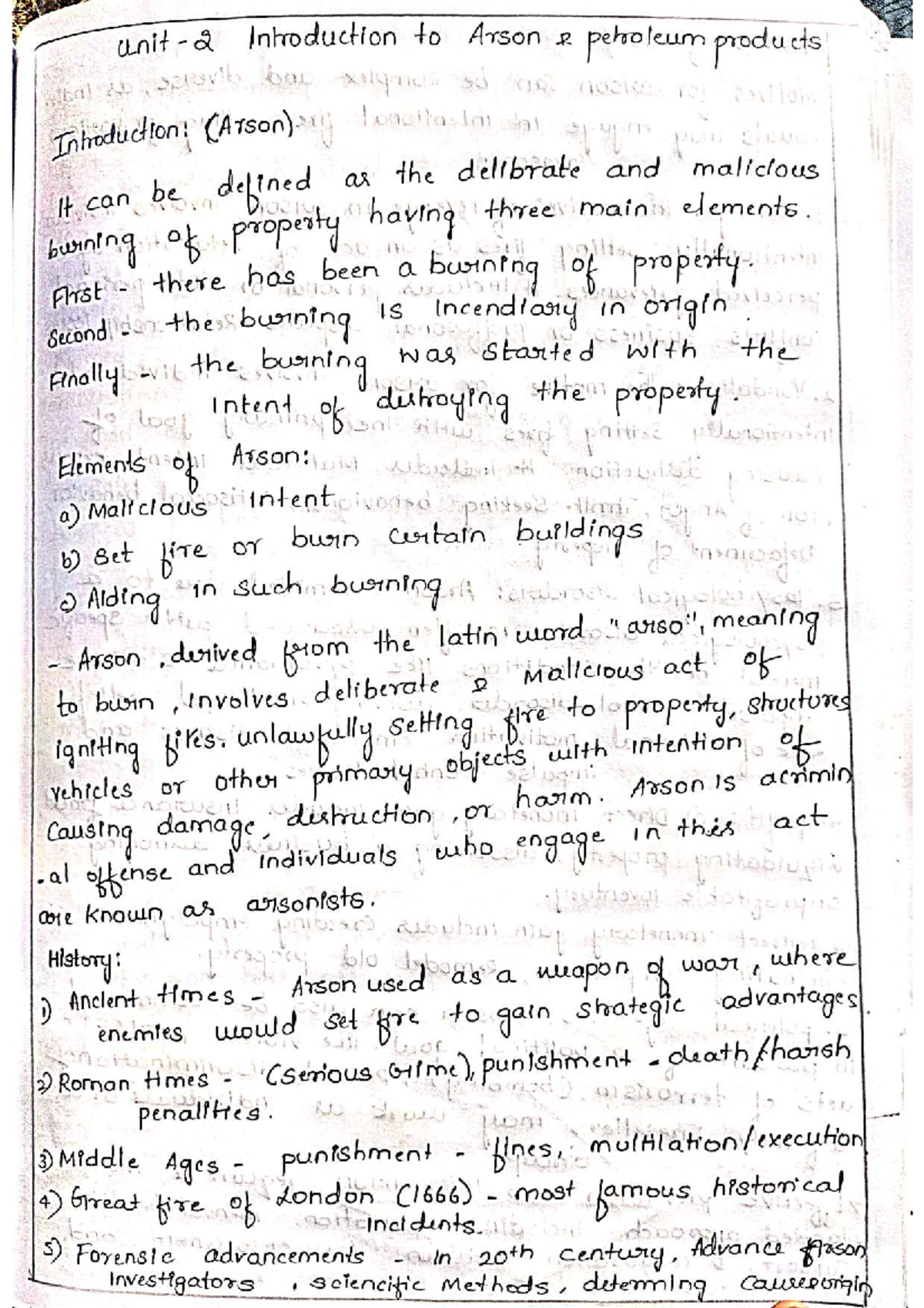Unit 2 AFC-1: Lecture Notes on Arson and Fire Investigation Techniques ...